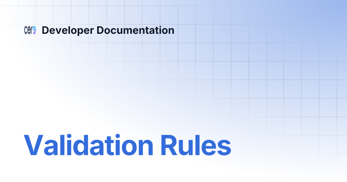 Validation Rules Developer Documentation
